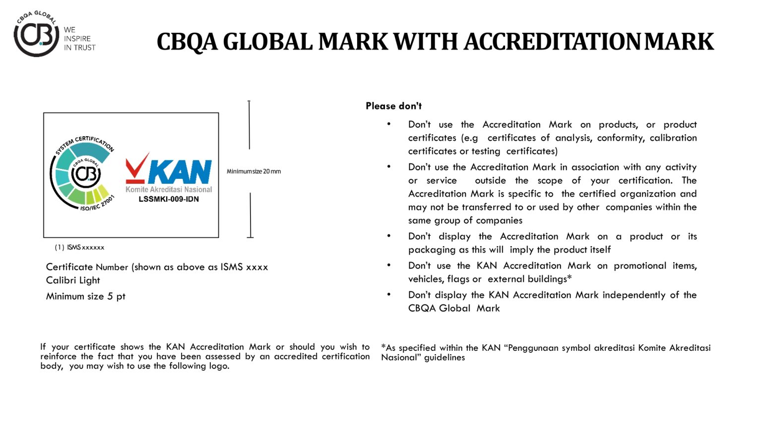 Use of Certification Mark - CBQA Global