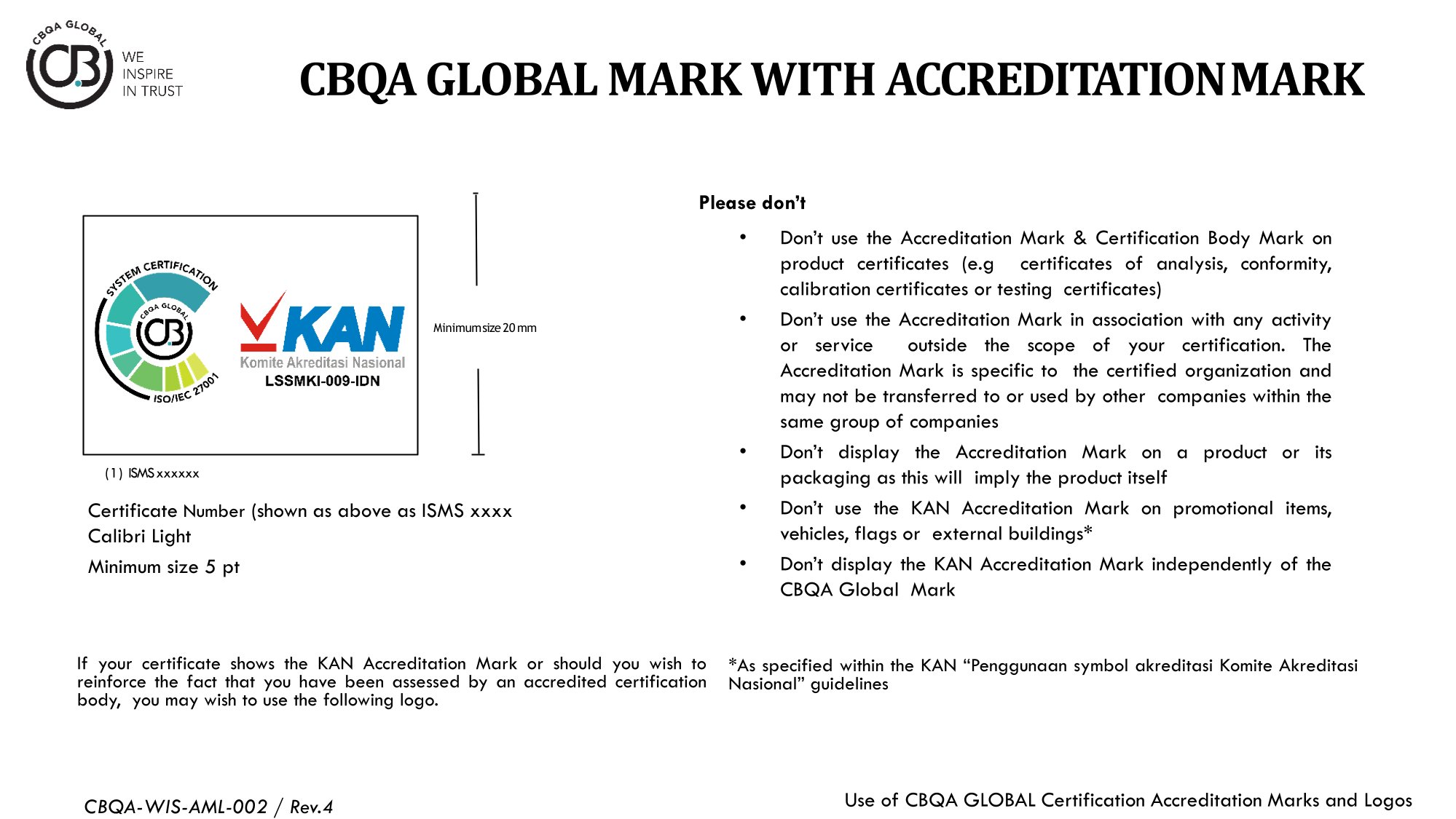 Use of Certification Mark - CBQA Global